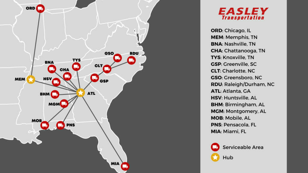 Service Area Map - Easley Transportation